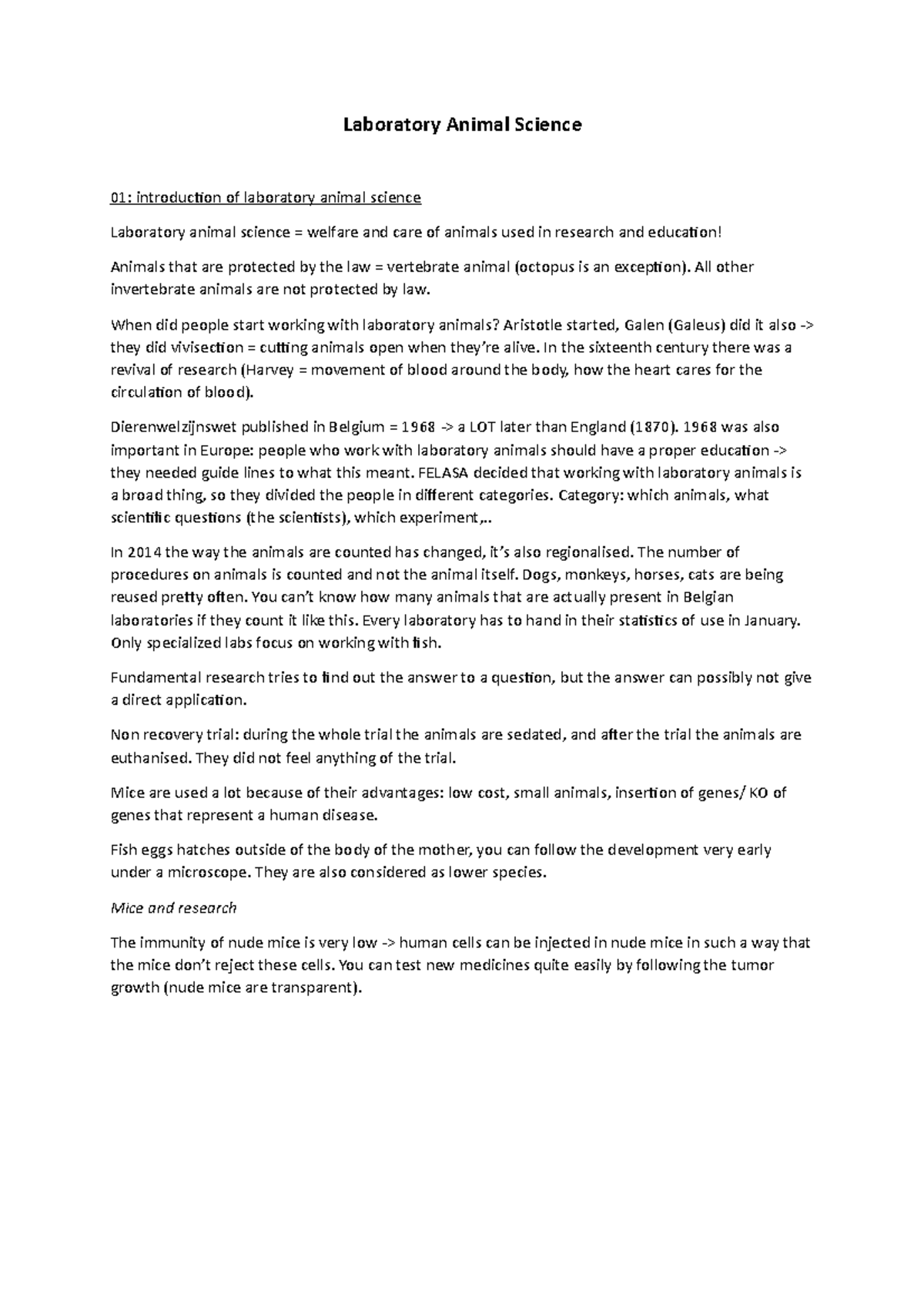 Notes laboratory animal science - Laboratory Animal Science 01 ...