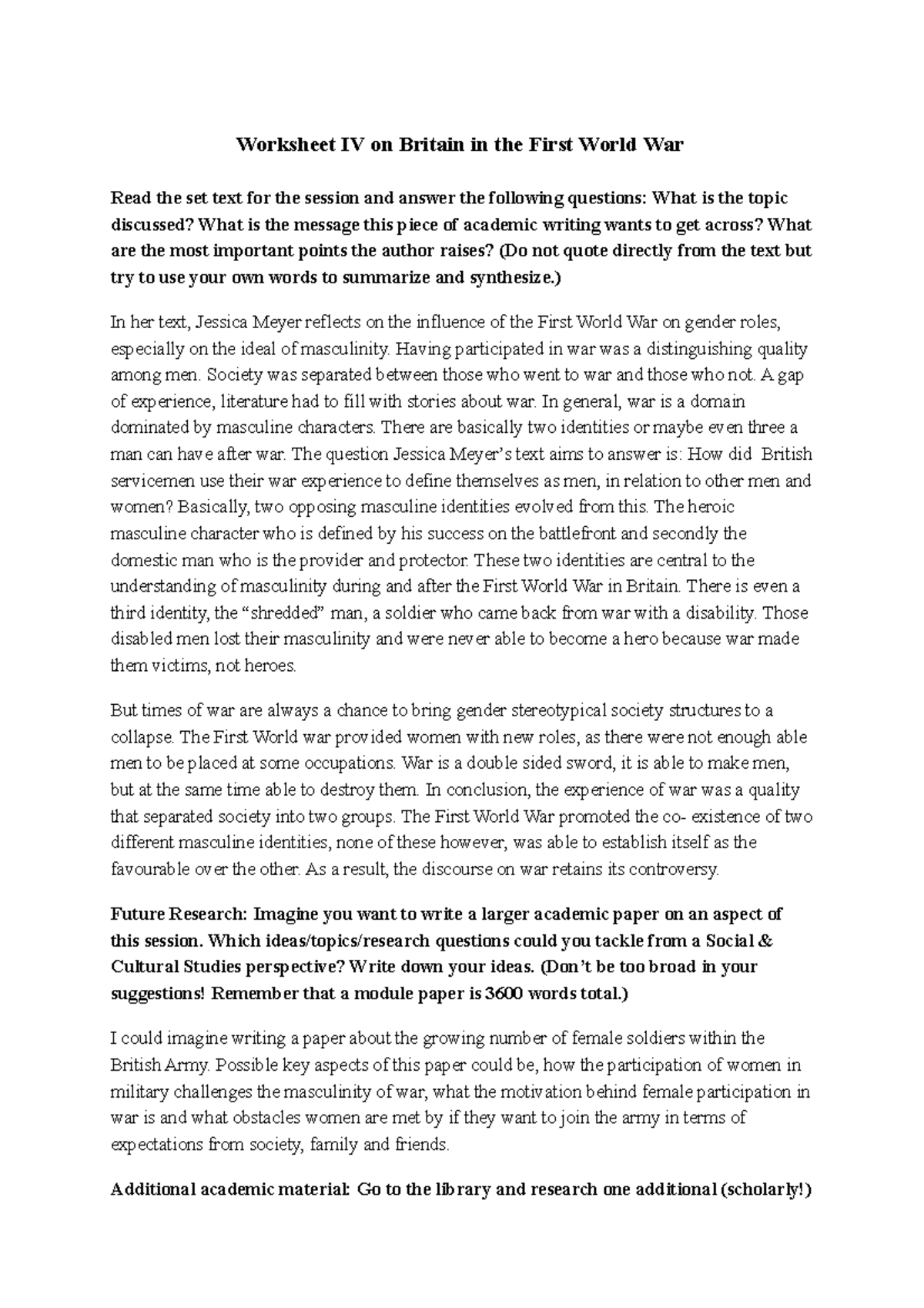 Worksheet IV Social and Cultural Studies Britain - Worksheet IV on ...