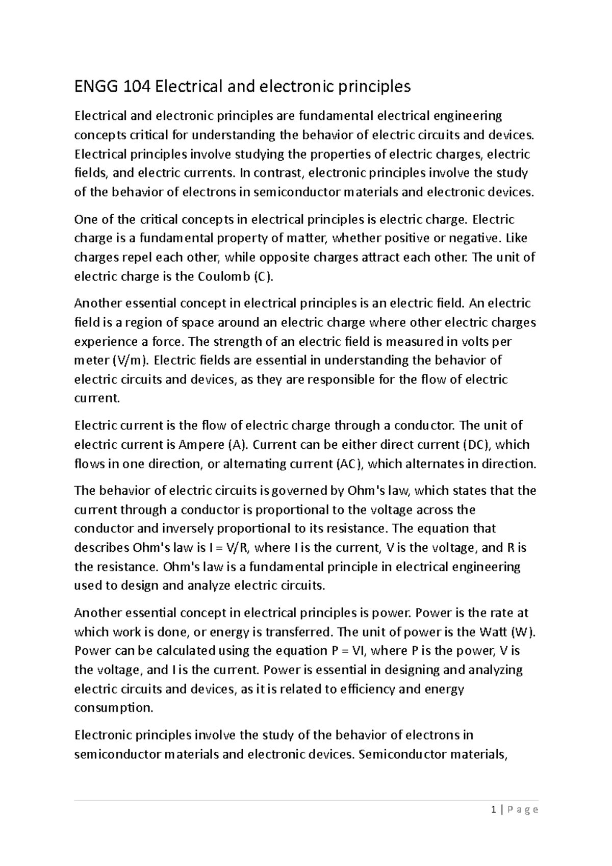 ENGG 104 Electrical and electronic principles - ENGG 104 Electrical and electronic principles ...