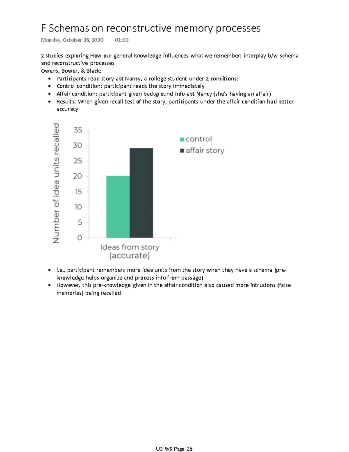 Unit 3 Reconstructive Memory - 2 studies exploring How our general knowledge influences what we ...