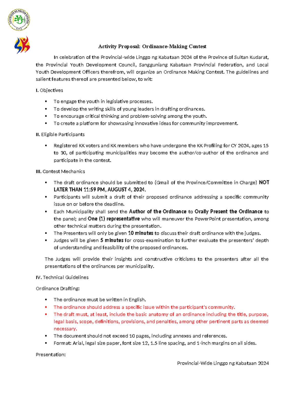 Guidelines - Ordinance Drafting Contest - Activity Proposal: Ordinance ...