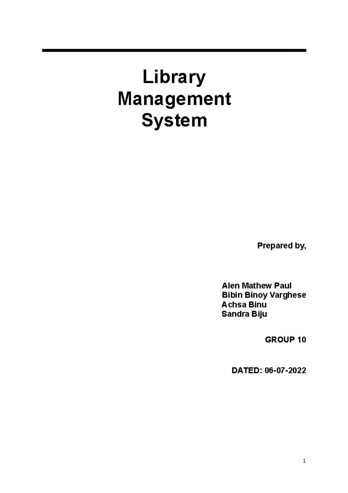 SRS - SRS - Library Management System Prepared by, Alen Mathew Paul ...