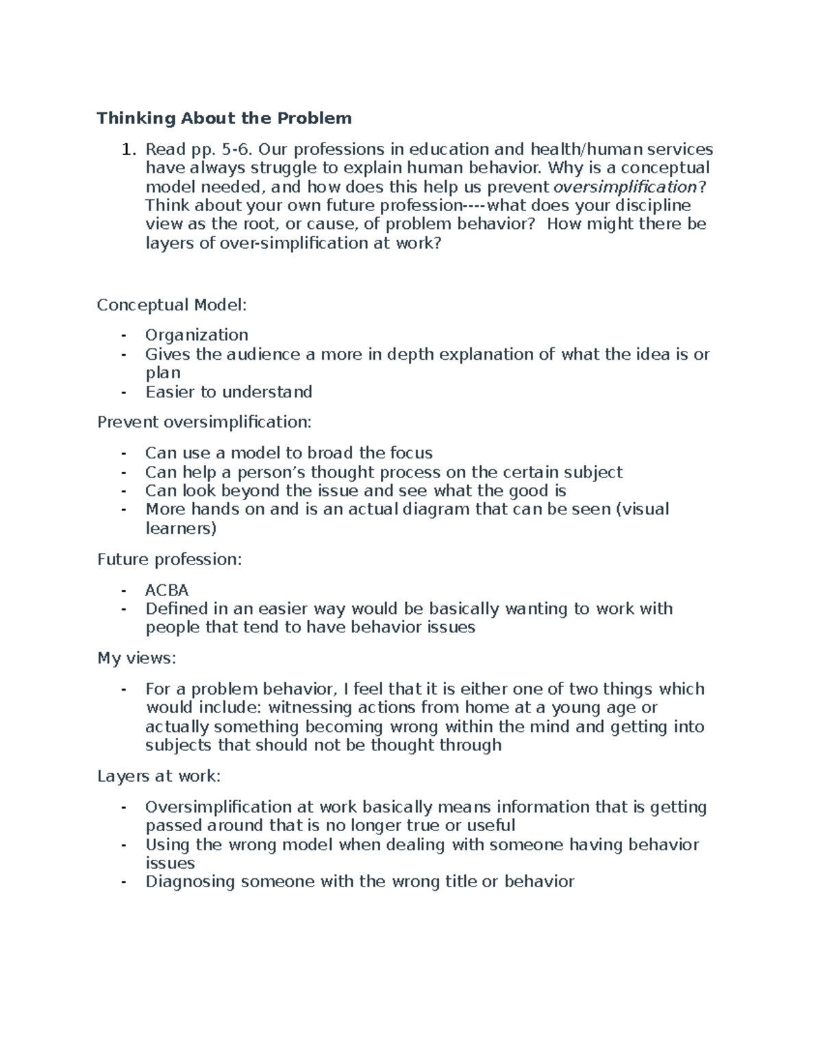 Reading guide 1 - Thinking About the Problem Read pp. 5-6. Our ...