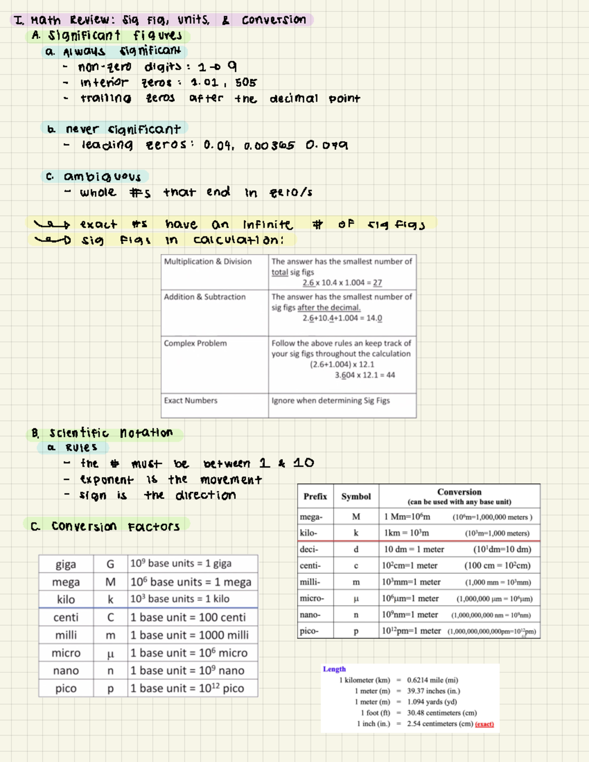 Chem 108 Unit 1 - Intro to Chem Unit 1 - I. Math Review : Sig fig ...