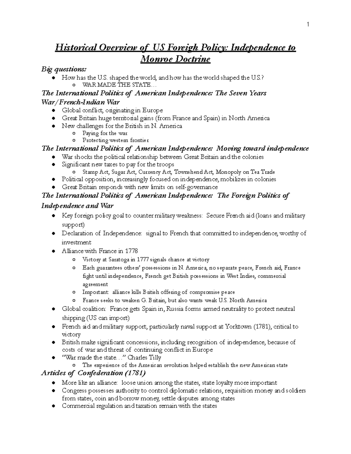 Gov Module 8 - notes - Historical Overview of US Foreigh Policy ...