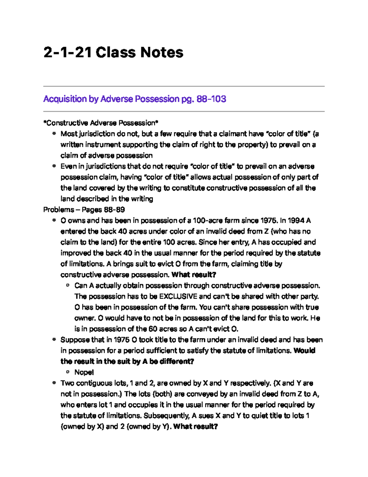 Constructive Adverse Possession - 2 - 1 - 2 1 C l a ss N o te s ...