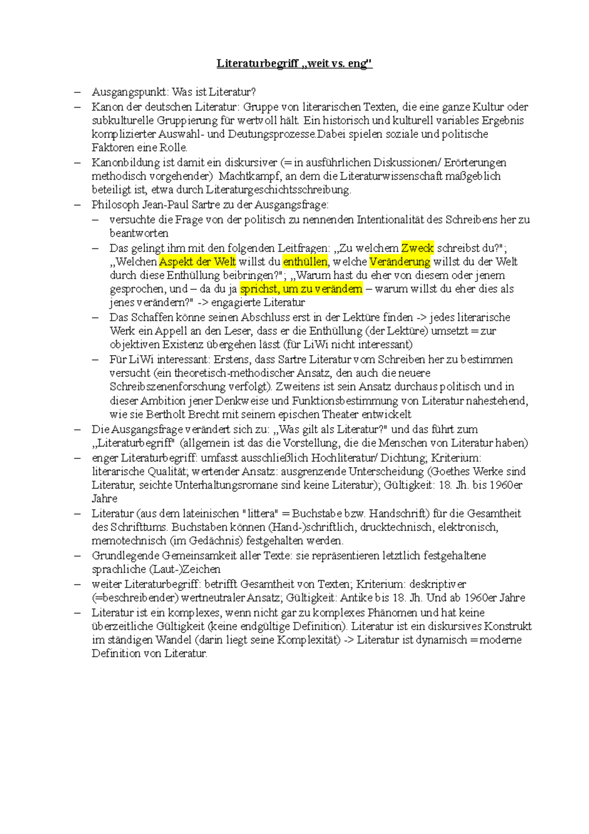 Notizen zum Literaturbegriff weit vs eng #1 - Literaturbegriff ,,weit ...