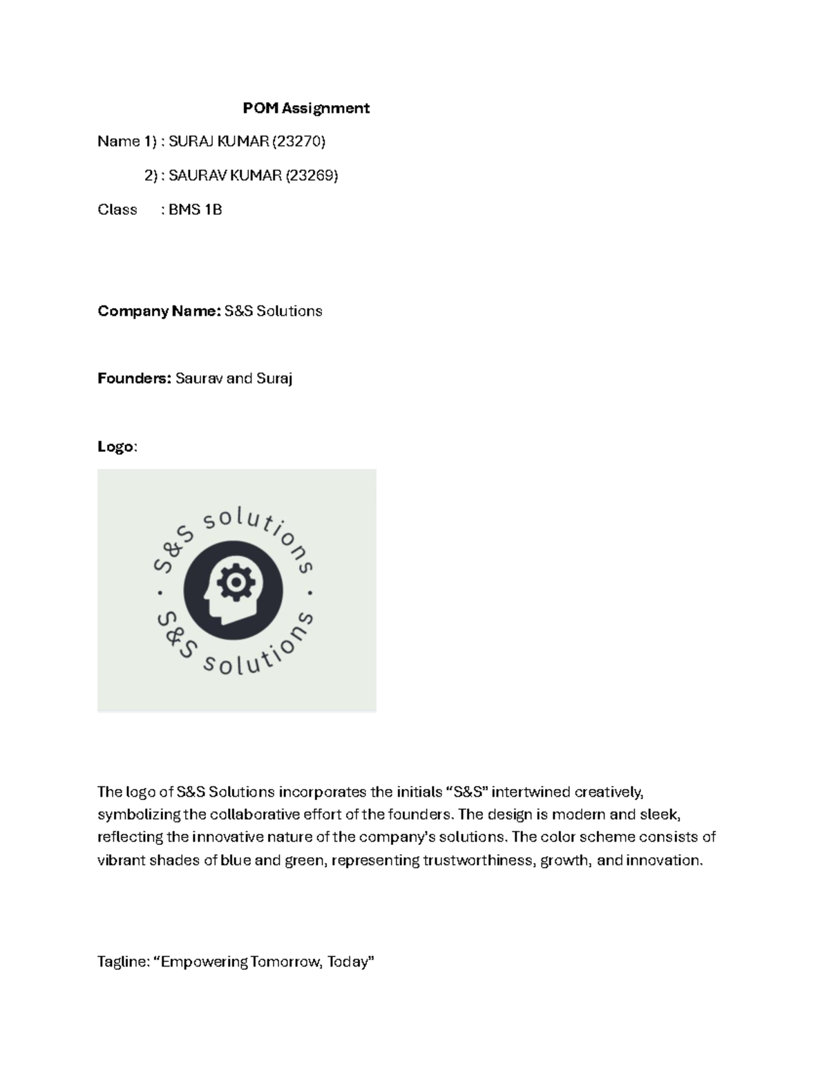 POM A1 - POM Assignment Name 1) : SURAJ KUMAR (23270) 2 ) : SAURAV ...