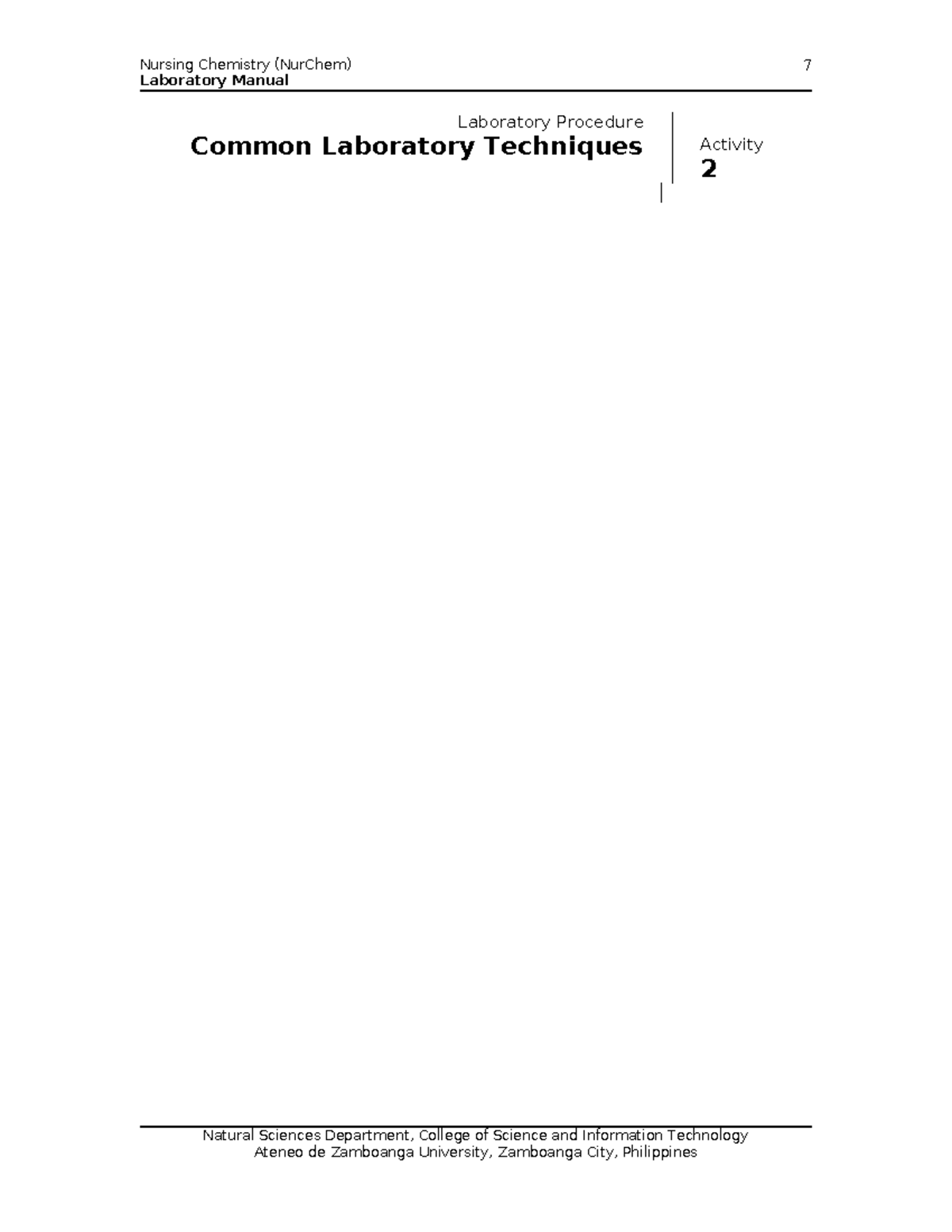 Act-2 - Nursing Chemistry (NurChem) Laboratory Manual Laboratory ...