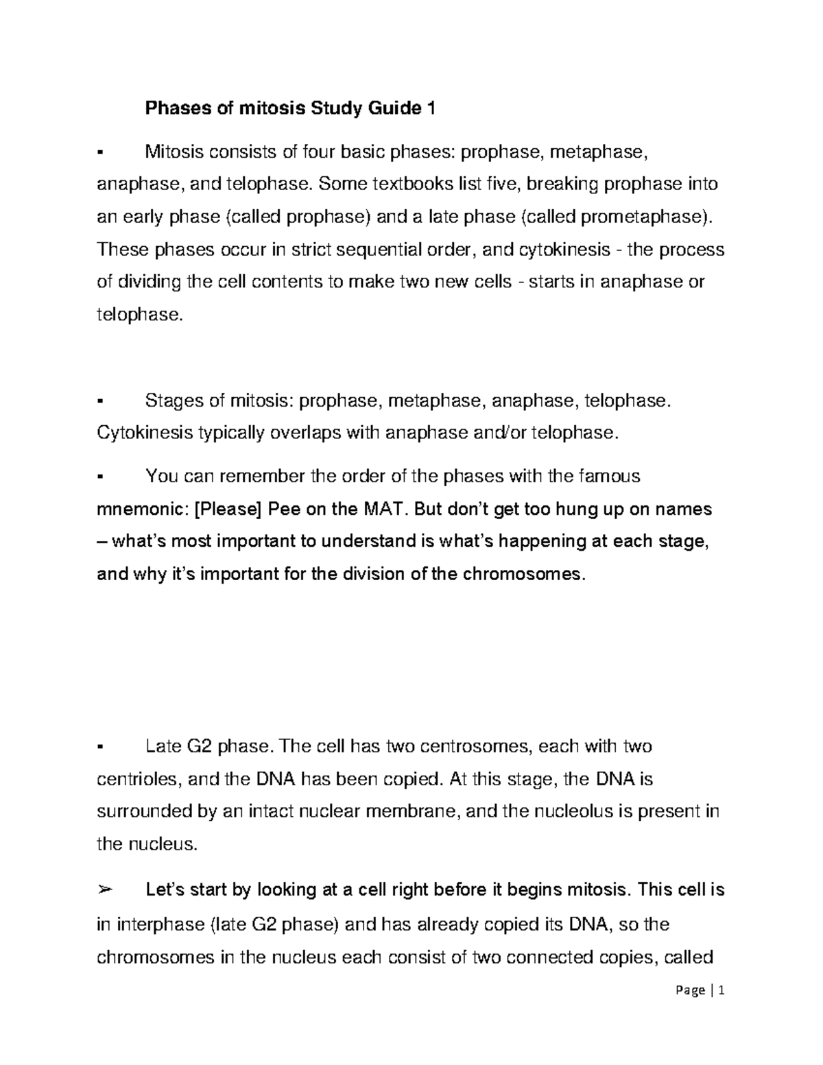 Phases of mitosis Study Guide 2 - Some textbooks list five, breaking ...