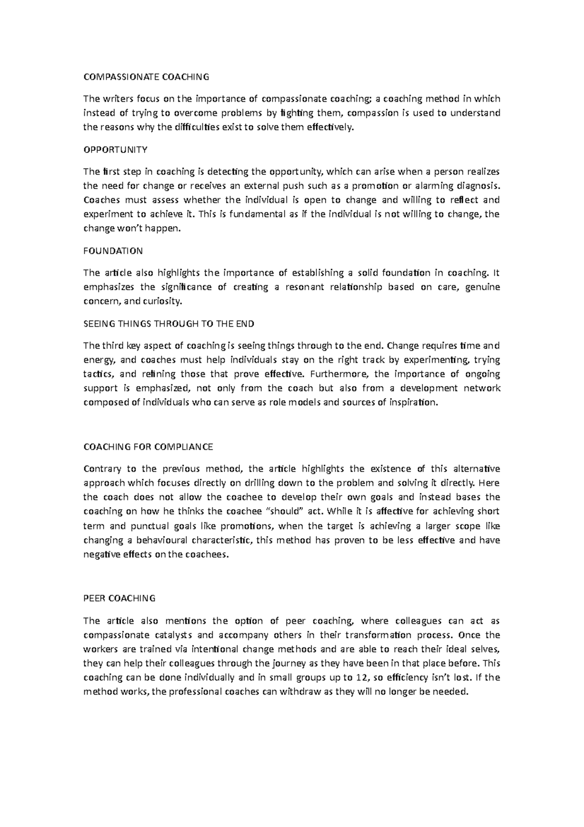 Compassionate Coaching - COMPASSIONATE COACHING The writers focus on ...