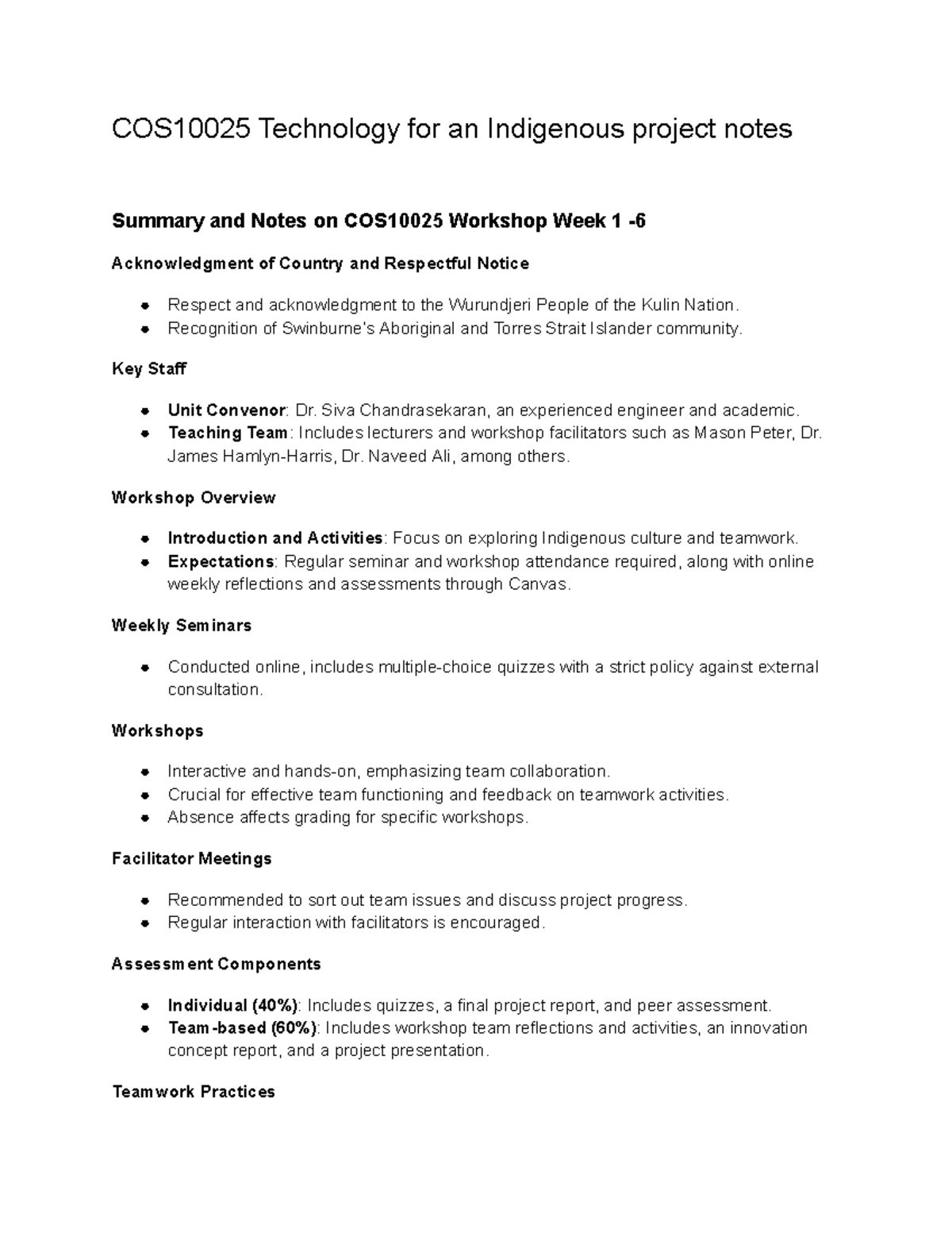 COS10025 Technology for an Indigenous project notes - Recognition of ...