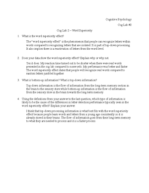 Cognitive Psychology Cog Lab 10 - Prototypes - Cognitive Psychology Cog ...