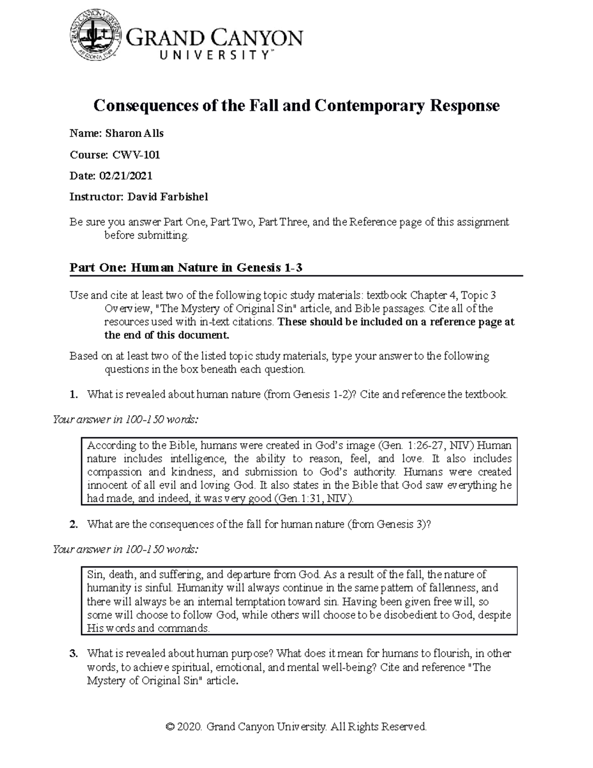 Sharon Alls CWV-101-301-RS-T3Conseq Of The Fall Contemporary Response ...