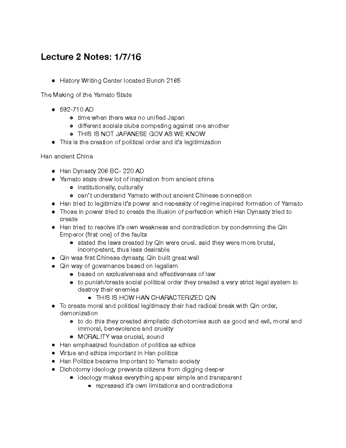 Hist 9C - Lecture 2 - Lecture Notes - Lecture 2 Notes: 1/7/16 History ...