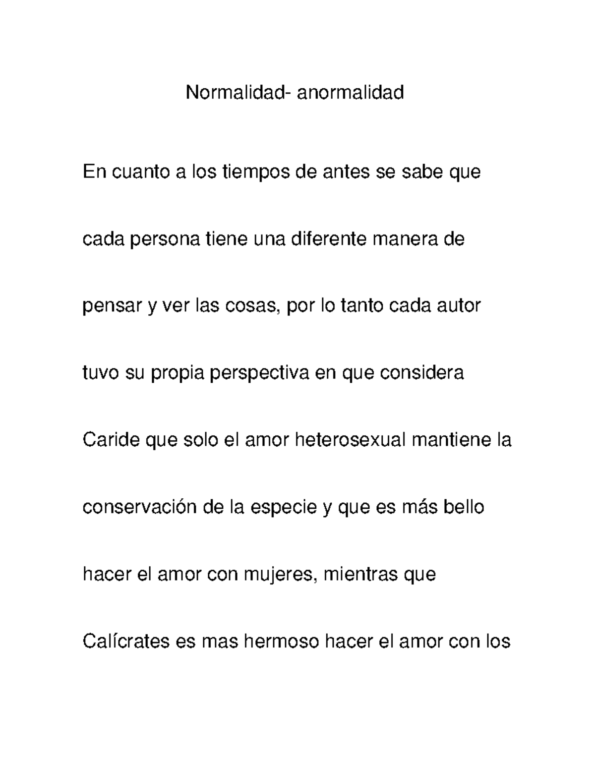 Normalidad-anormalidad - Normalidad- anormalidad En cuanto a los ...