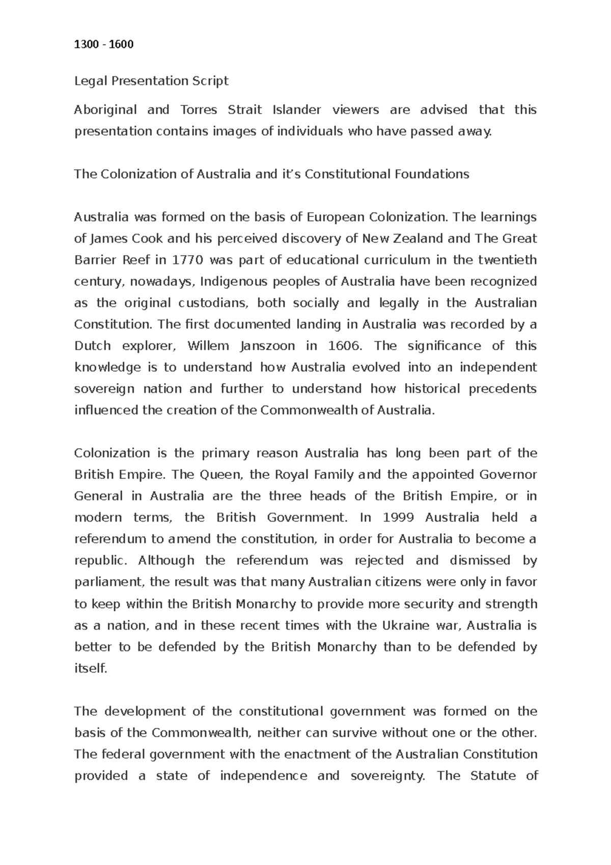 Legal Presentation Script - Legal Presentation Script Aboriginal and ...