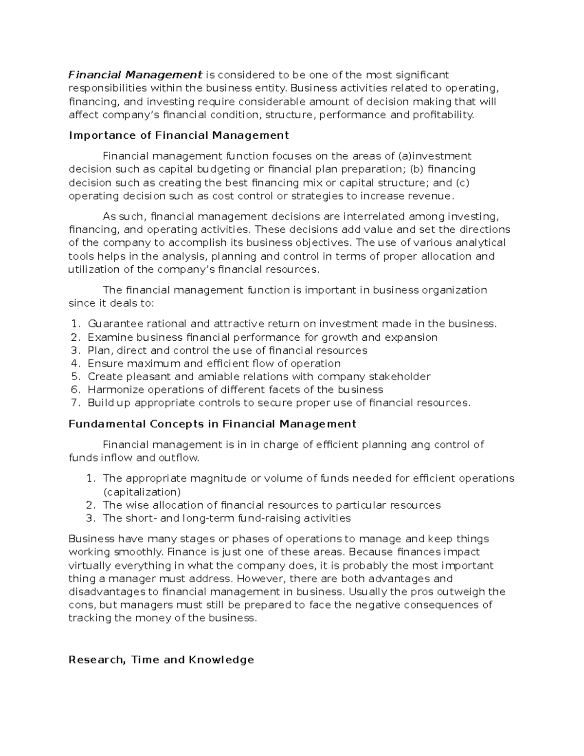 Financial Management Lecture 101B-2 - Financial Management is ...