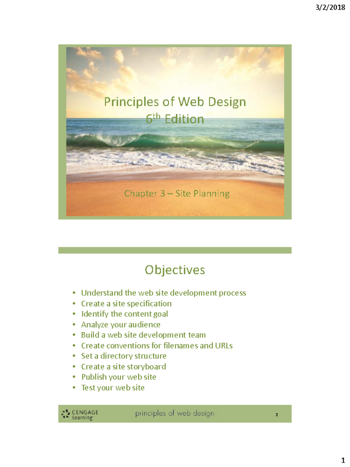 Wk2b - Wk2b - Principles of Web Design 6 th Edition Chapter 3 – Site ...