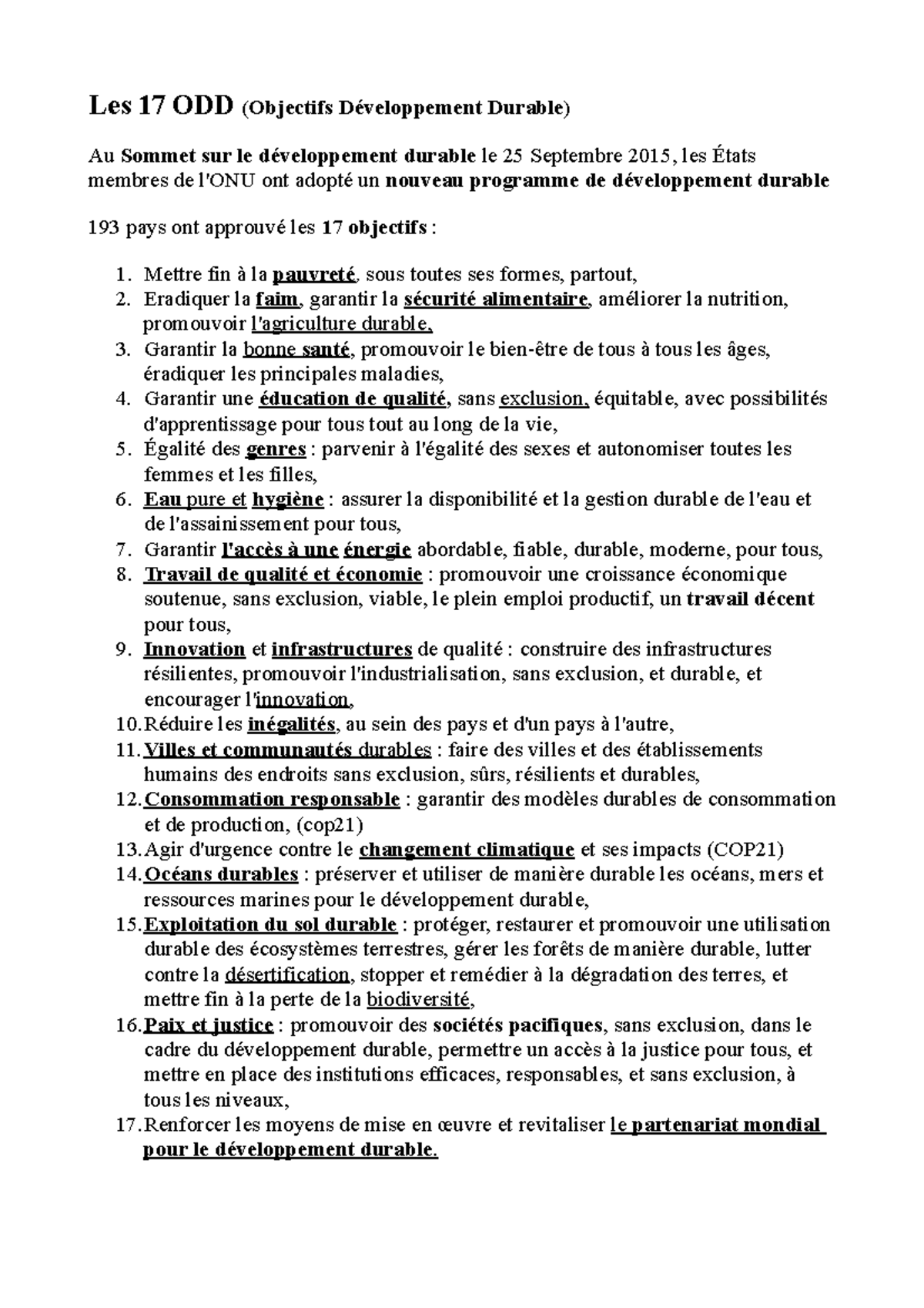 Les 17 Objectifs Développement Durable - Les 17 ODD (Objectifs ...