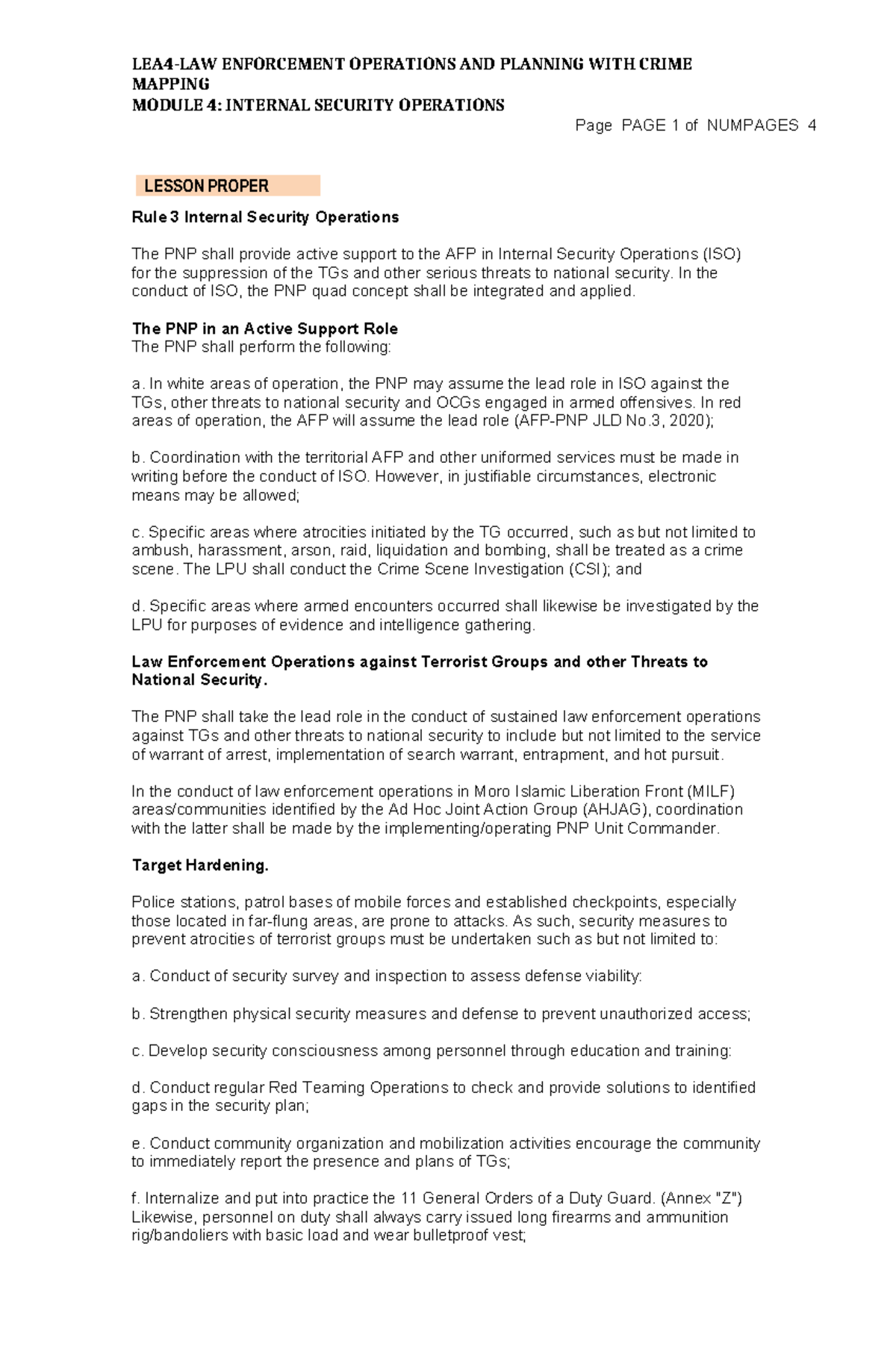 Module-4 - reviwer - MAPPING MODULE 4: INTERNAL SECURITY OPERATIONS ...