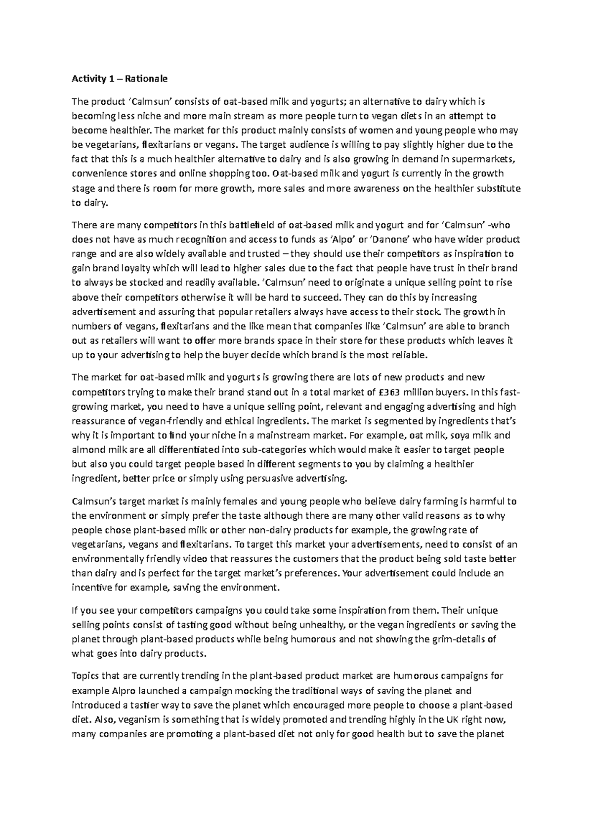 Activity 1 business studies work helpful - Activity 1 – Rationale The ...