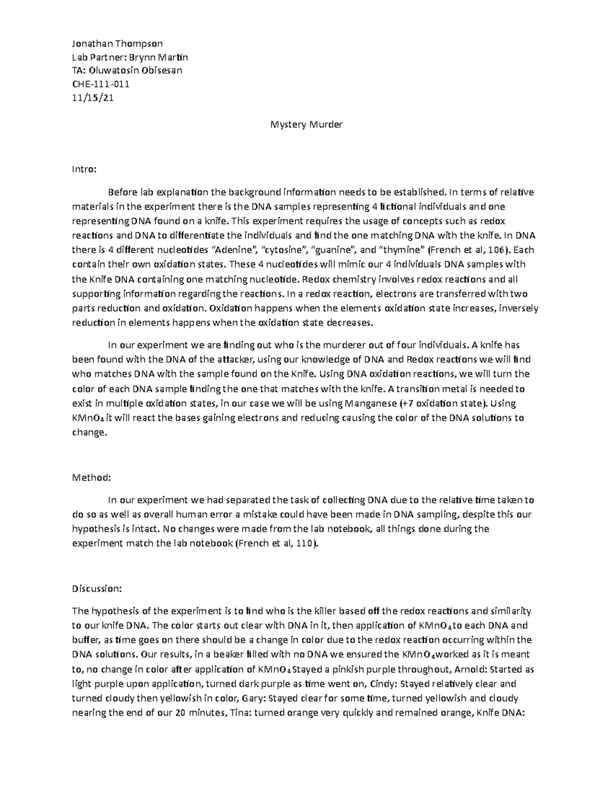 Experiment 8 Doc - Jonathan Thompson Lab Partner: Brynn Martin TA ...