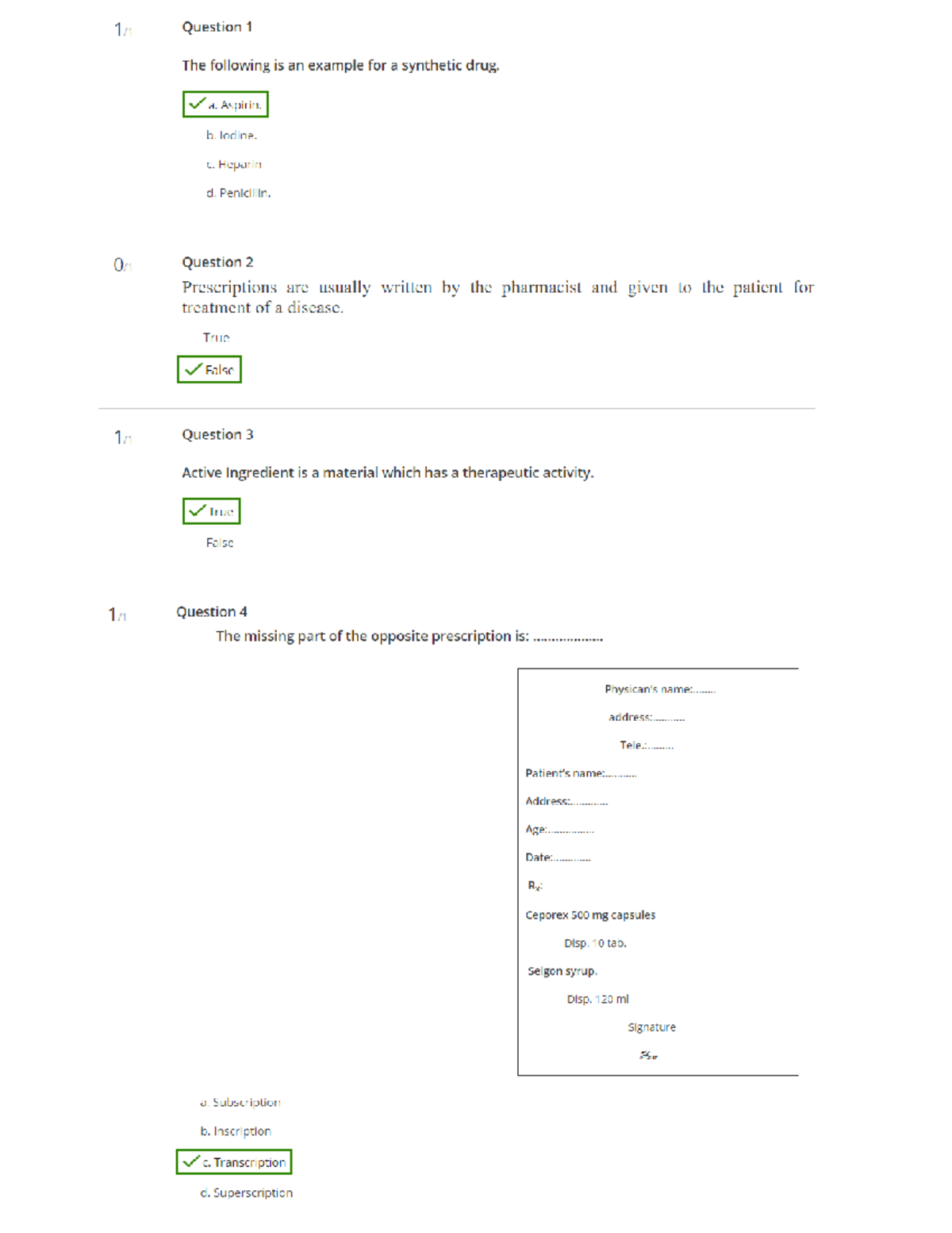 Quiz 2 - Quiz 2 - Introduction To Pharmacy - Studocu