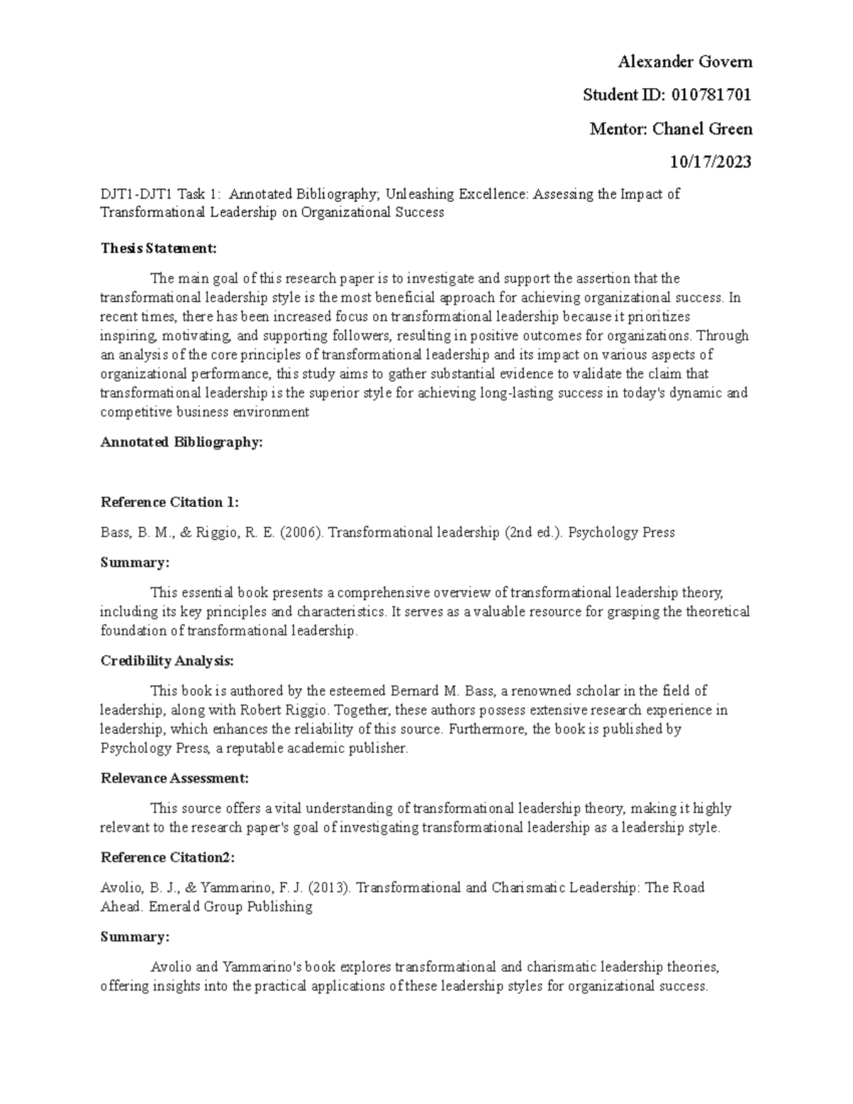 English comp2 task 1 - Assessment 1 - Passed - Student ID: 010781701 ...