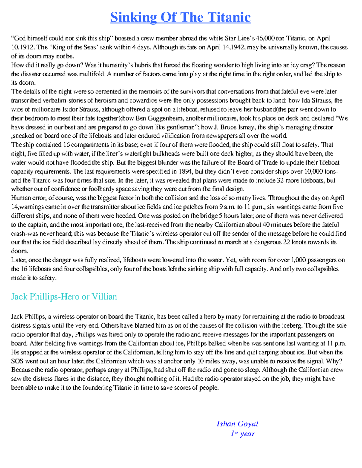 The Sinking Of The Titanic - Sinking Of The Titanic “God himself could ...
