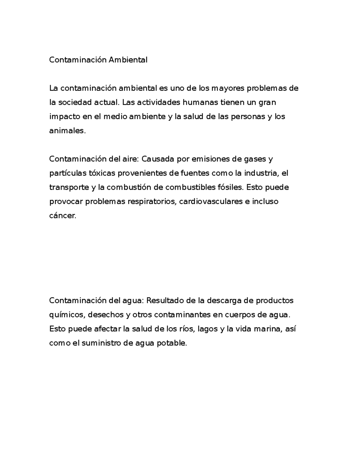 Tarea 8 para comunicacion integral - Contaminación Ambiental La ...