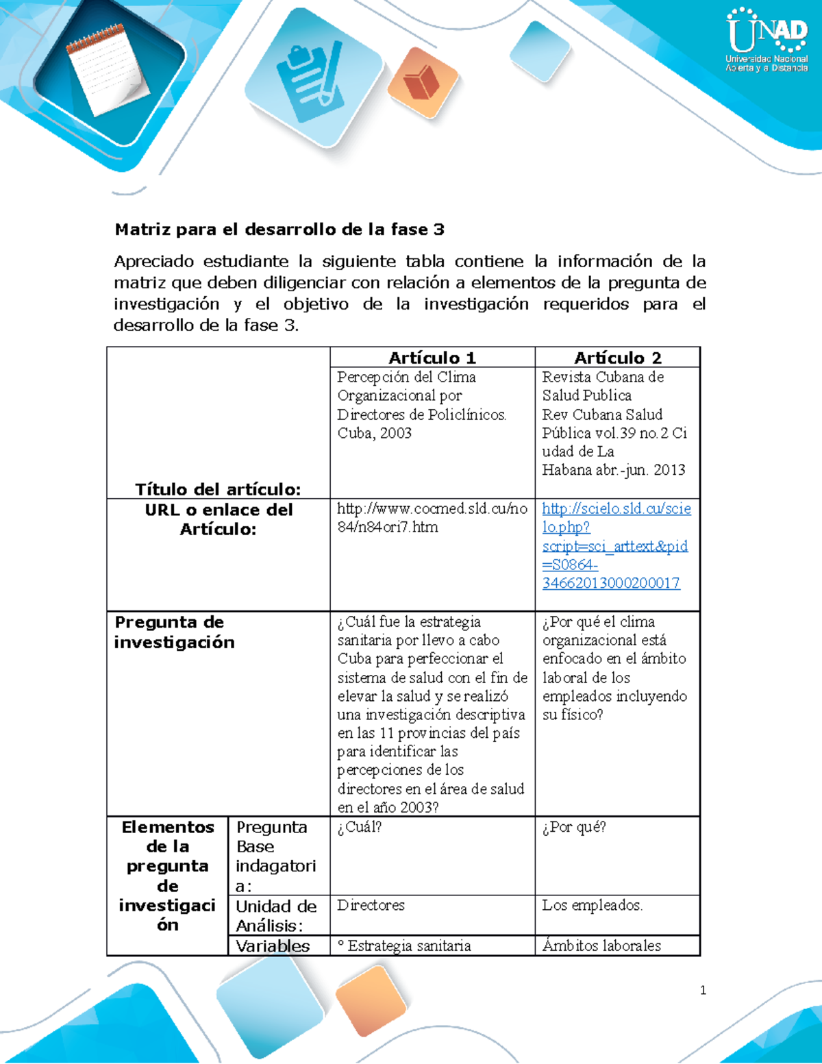 Anexo 2 - Matriz para el desarrollo de la fase 3 - Matriz para el ...