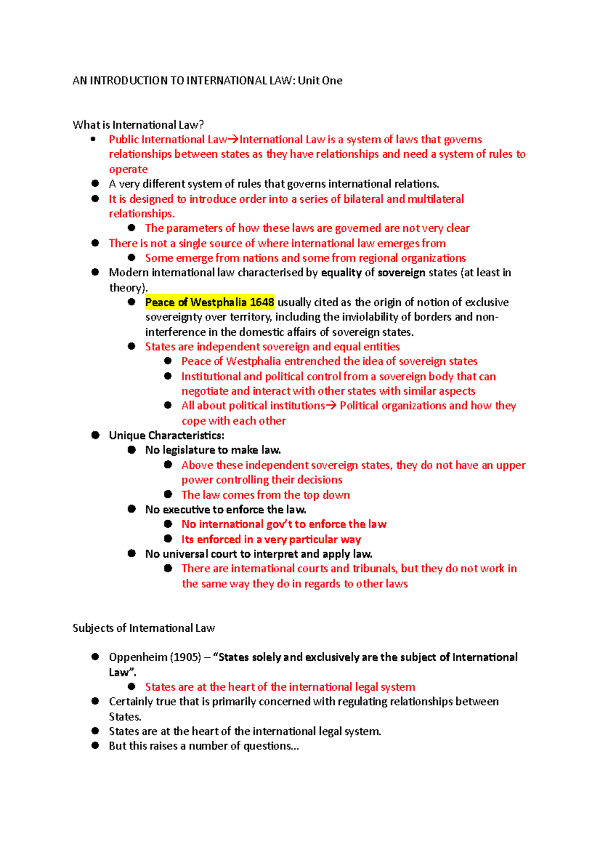 International Law Lecture 1 - AN INTRODUCTION TO INTERNATIONAL LAW ...