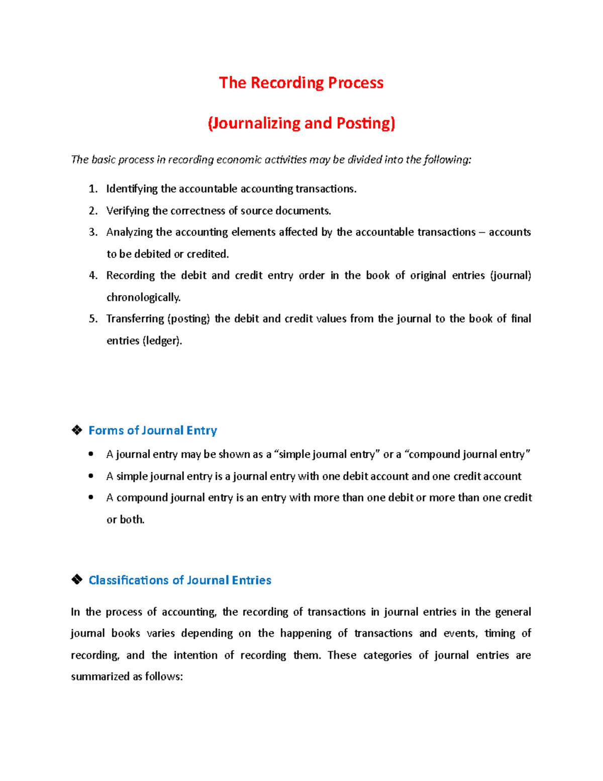 Recording-Business-Transaction - The Recording Process (Journalizing ...