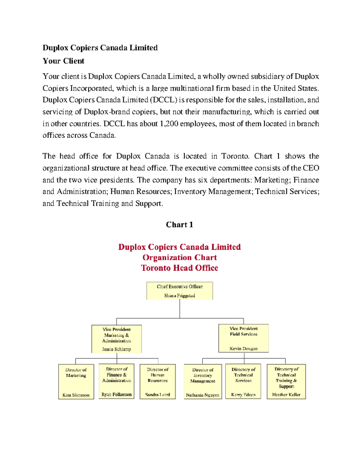 2. Your Client-Duplox Copiers Canada Limited - MGMT9800 - Studocu