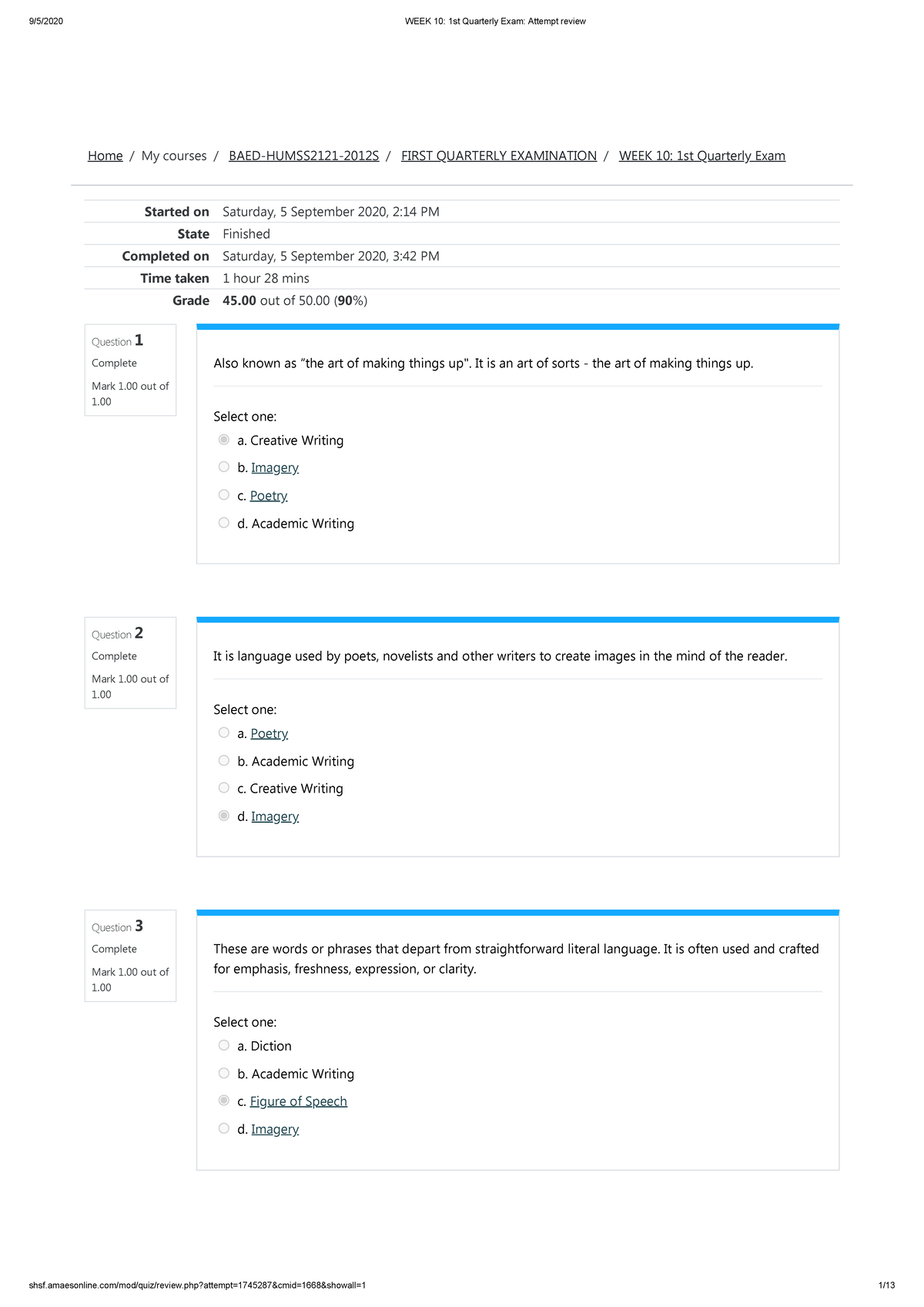 Pdfcoffee - sasfgagadgda - Question 1 Complete Mark 1 out of 1 ...