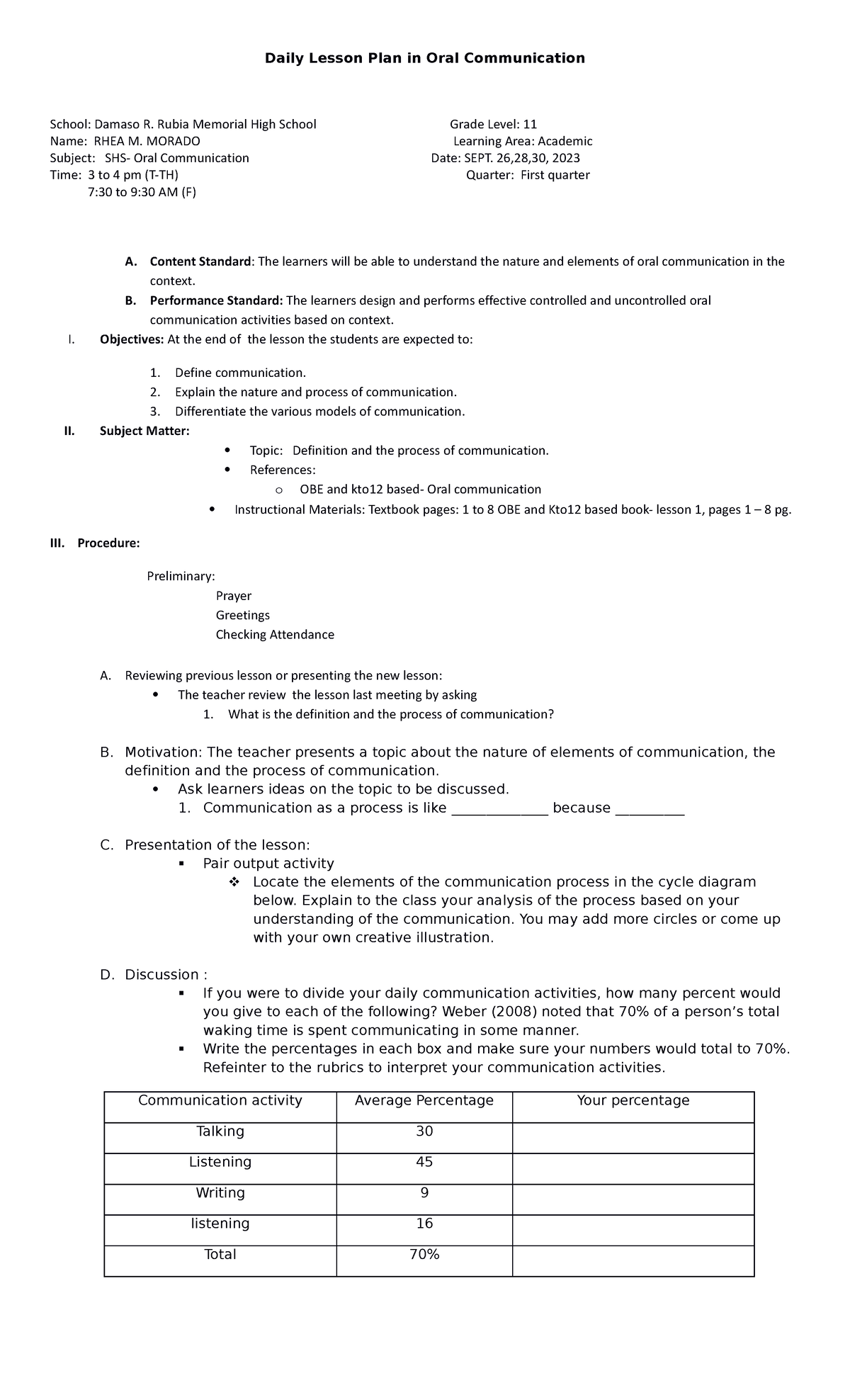 Pdfcoffee - ASDASDADASD - Daily Lesson Plan in Oral Communication ...