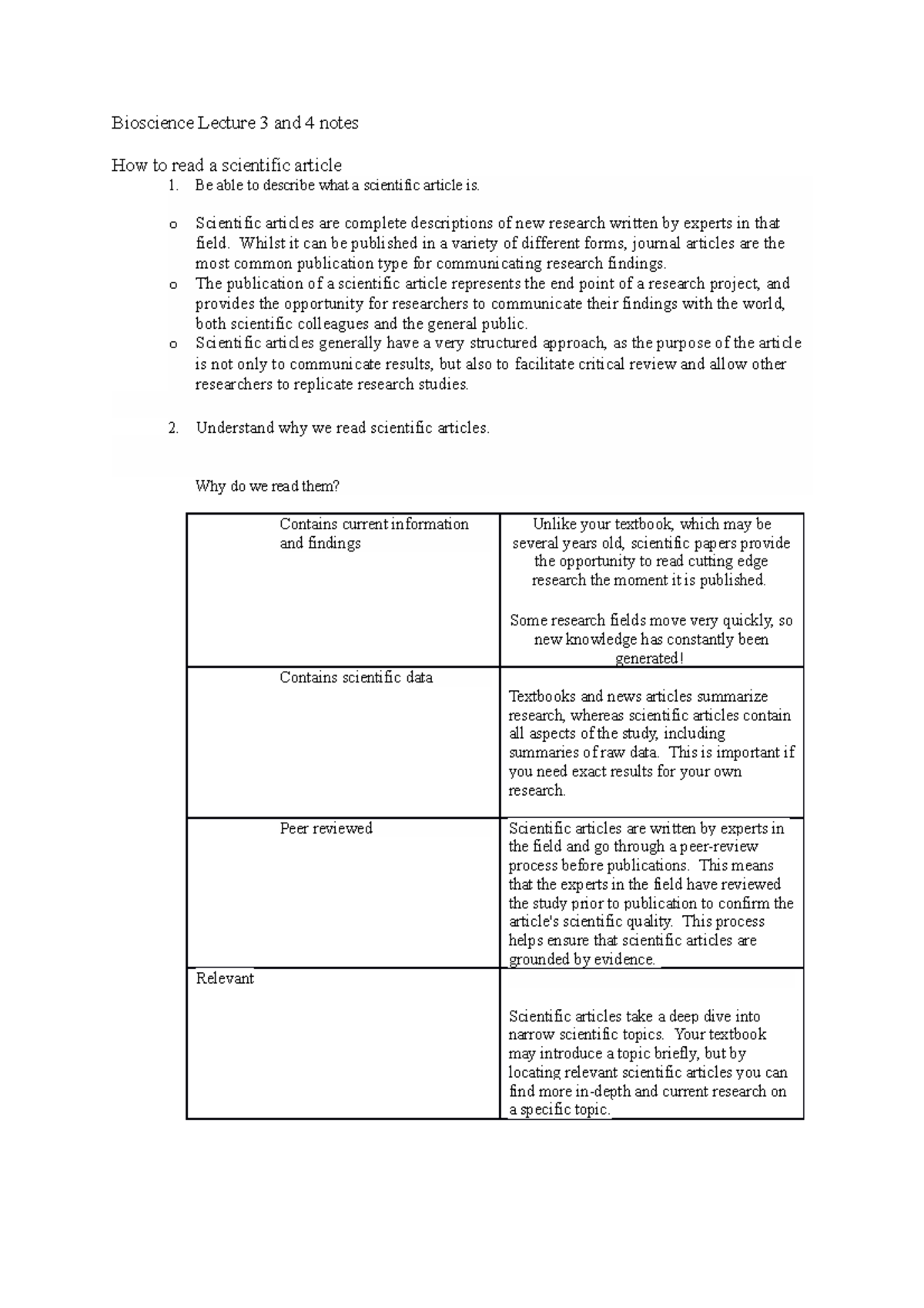 Bioscience Lecture 3 and 4 notes - Bioscience Lecture 3 and 4 notes How ...