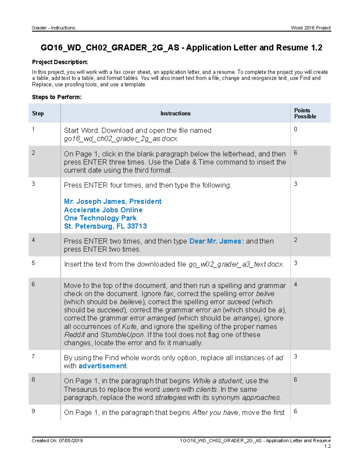 GO16WDCH02 Grader 2GAS - Application Letter and Resume 12 Instructions ...