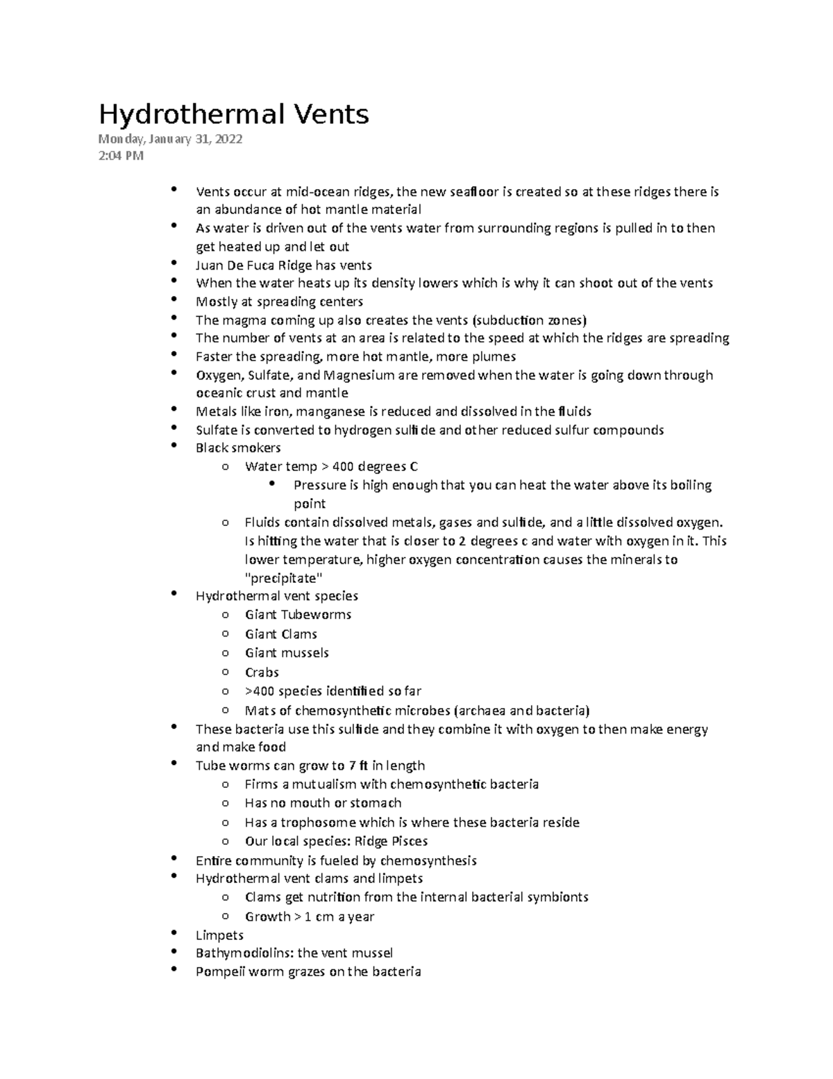 Hydrothermal Vents - Hydrothermal Vents Monday, January 31, 2022 2:04 ...