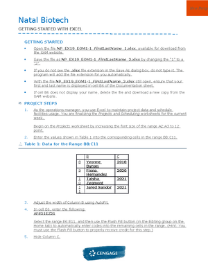 Instructions NP EX19 EOM1-1 - Natal Biotech GETTING STARTED WITH EXCEL ...