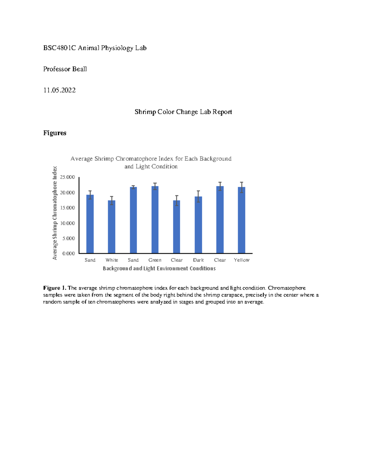 Shrimp Color Change Lab Report - BSC4801C Animal Physiology Lab ...