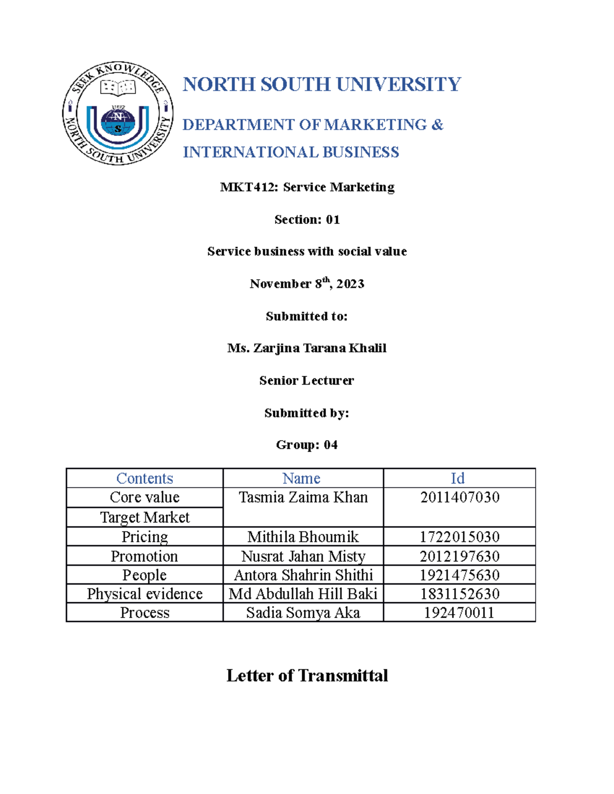 Skill Sharp Solutions - NORTH SOUTH UNIVERSITY DEPARTMENT OF MARKETING ...
