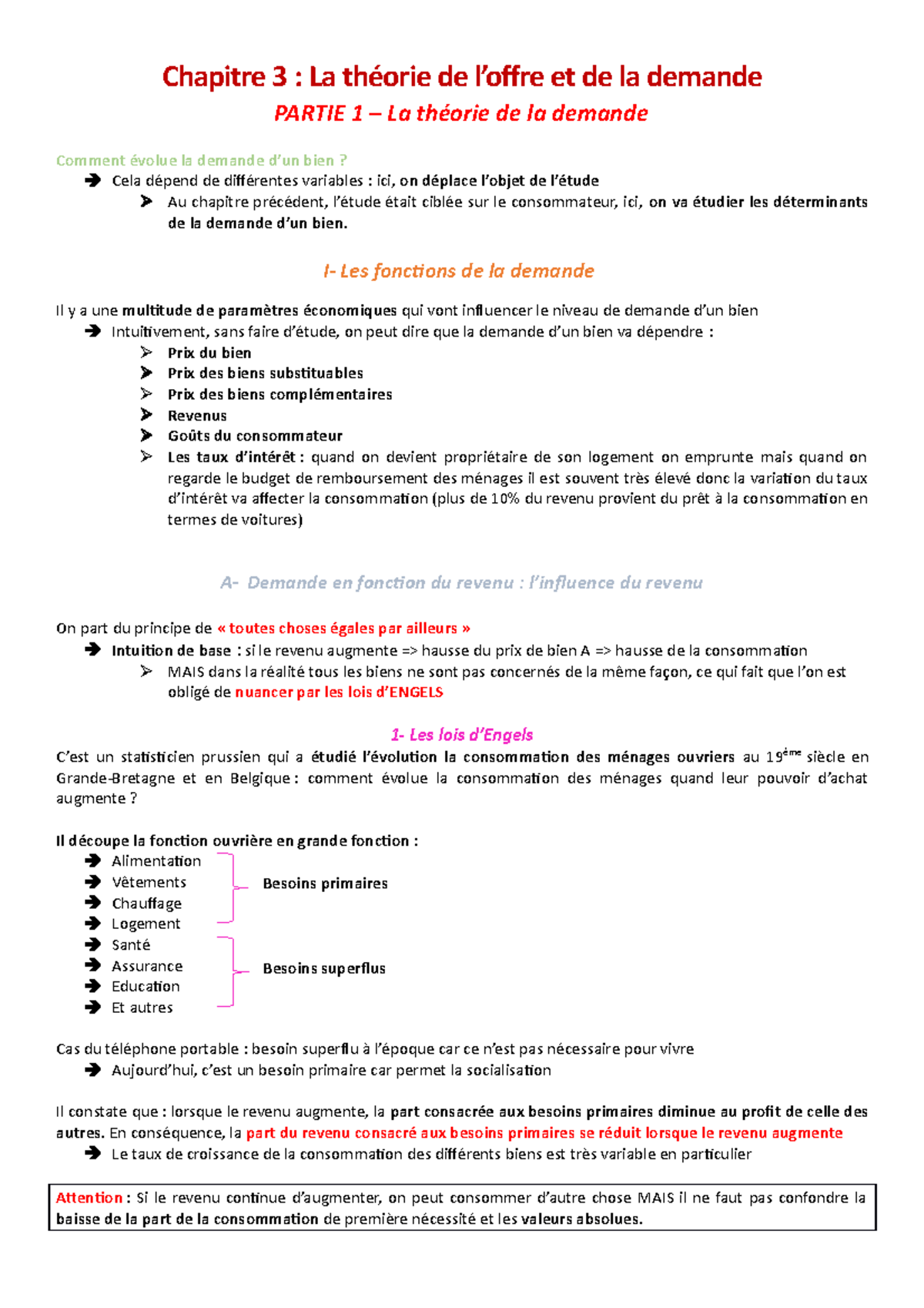 Chapitre 3 - La théorie de l'offre et de la demande - Chapitre 3 : La ...