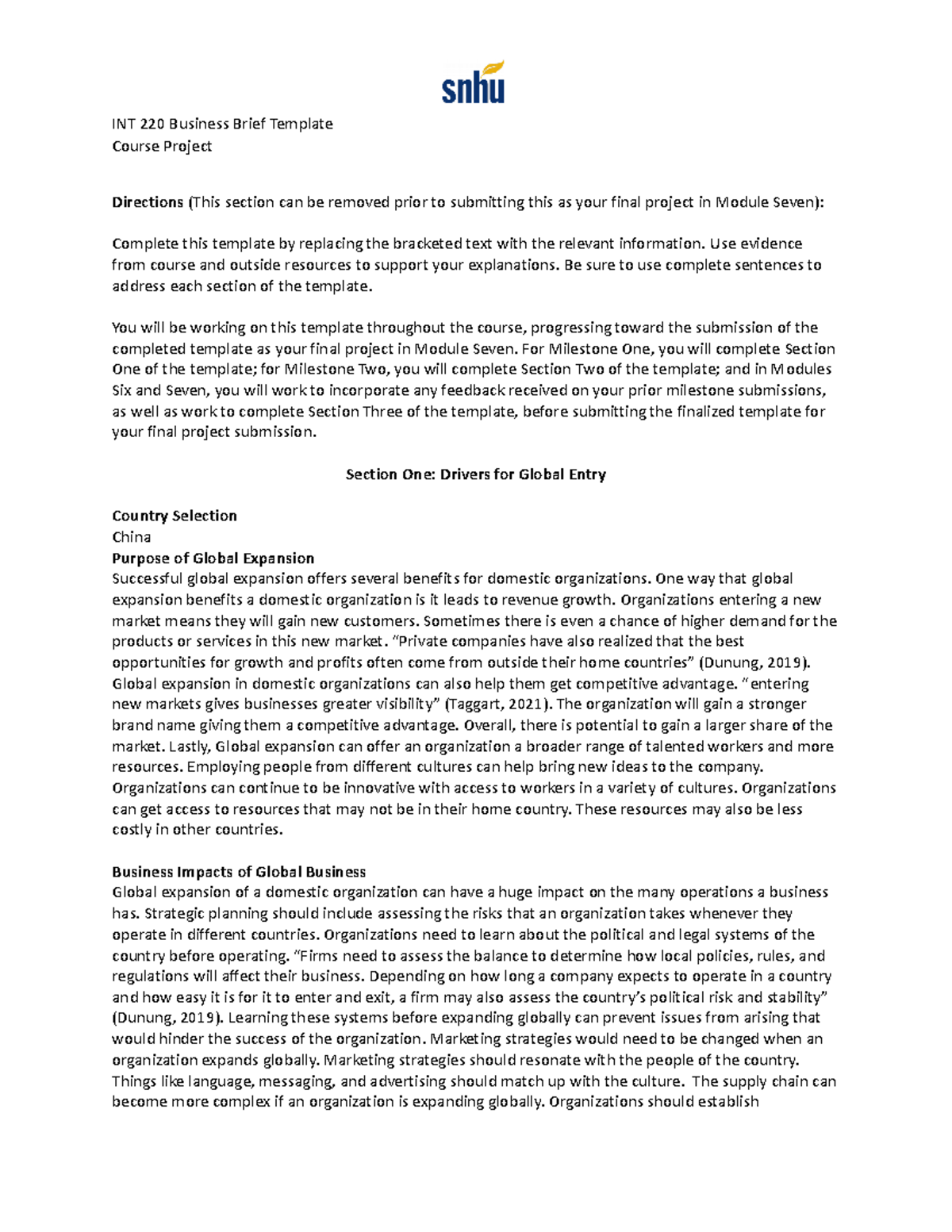 INT 220 Business Brief Template mod 5 - INT 220 Business Brief Template ...