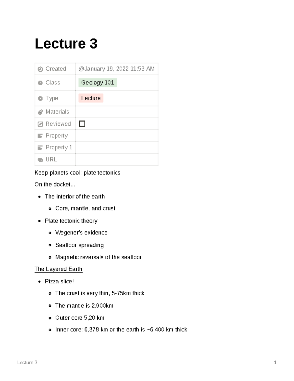 Geo Lecture 3 - Lecture 3 Created Class Geology 101 Type Lecture ...