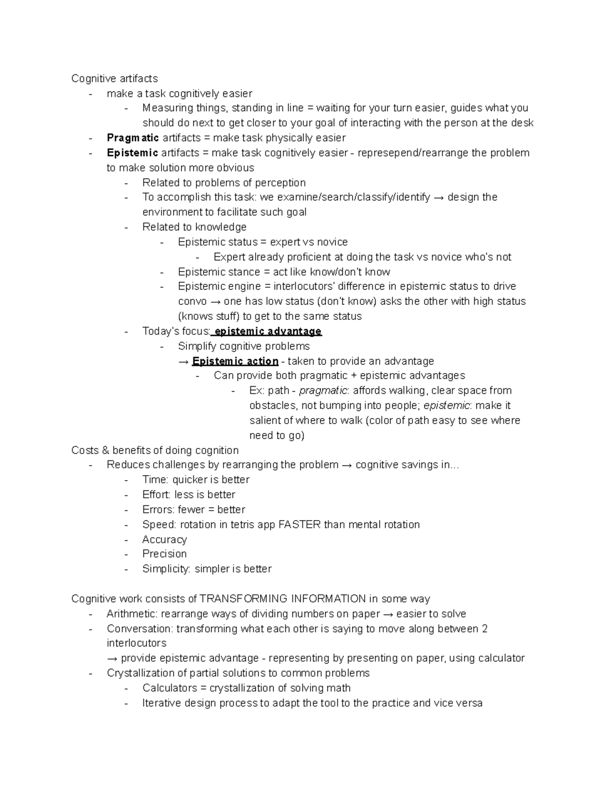 Cogs102a-lec3 (week 2) - Cognitive artifacts - make a task cognitively ...