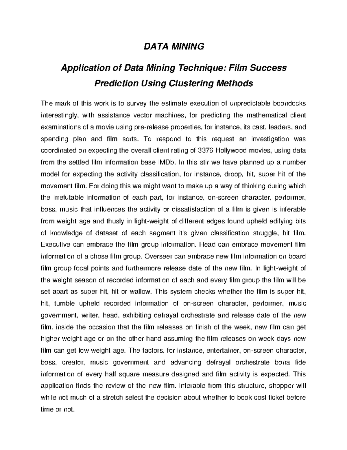 Application of Data Mining Technique: Film Success Prediction Using ...