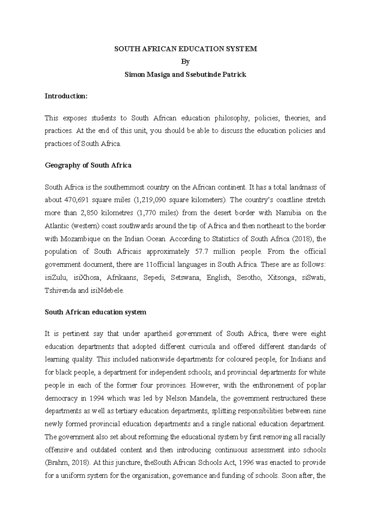 South African Education System - SOUTH AFRICAN EDUCATION SYSTEM By ...