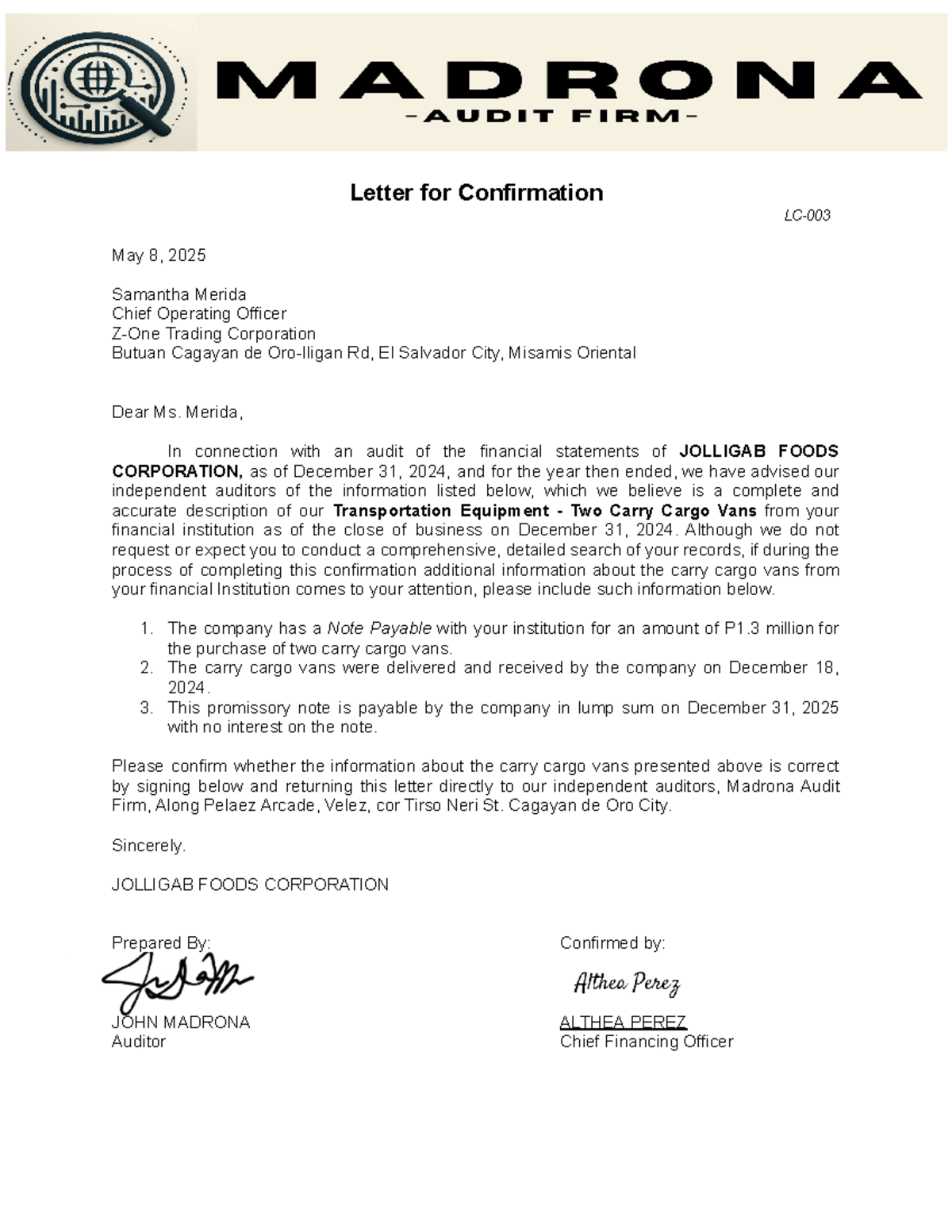 PPE- Letter%20for%20Confirmation%20-%20Z-One - Letter for Confirmation ...